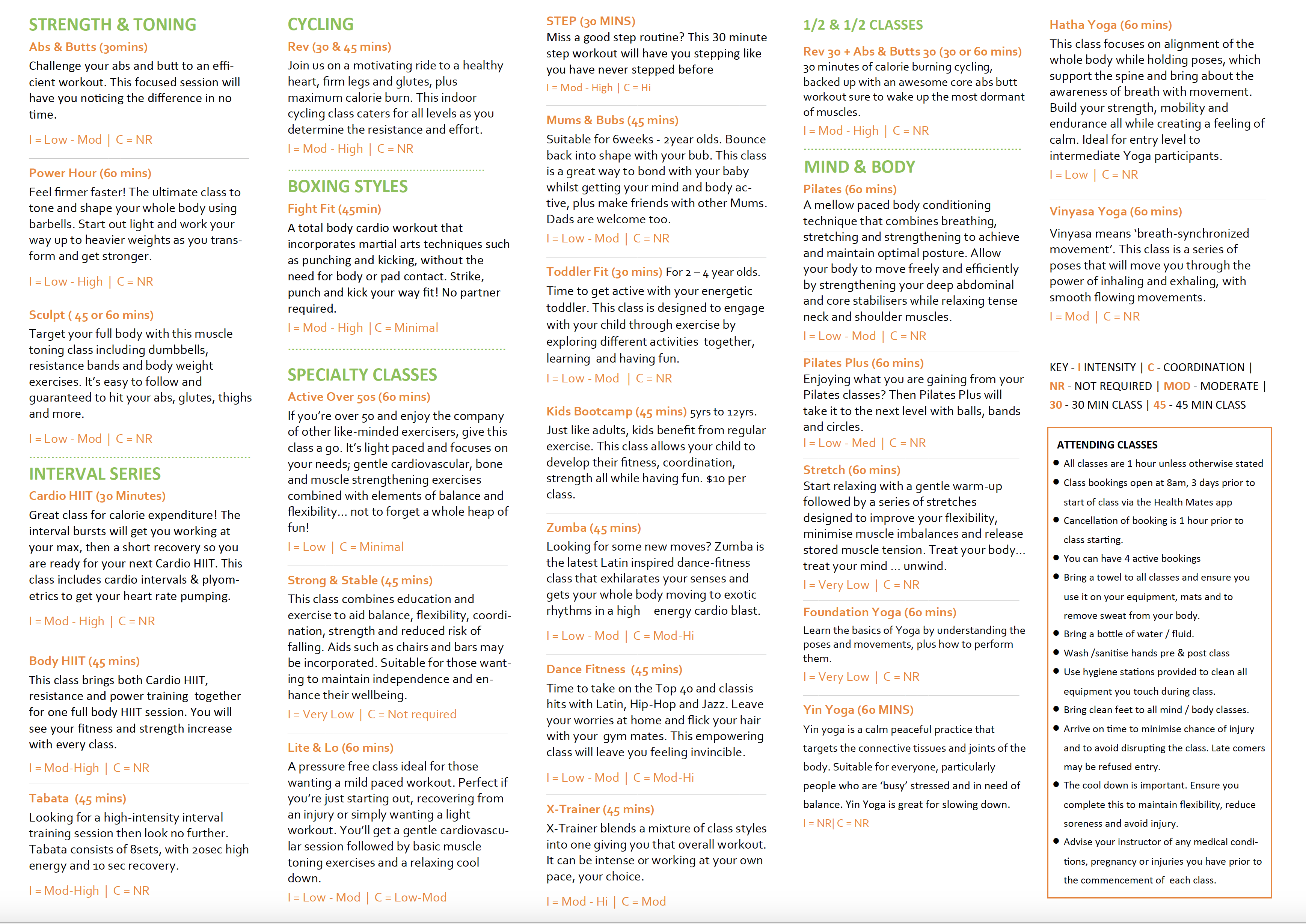 Timetable - Health Mates Fitness Centre